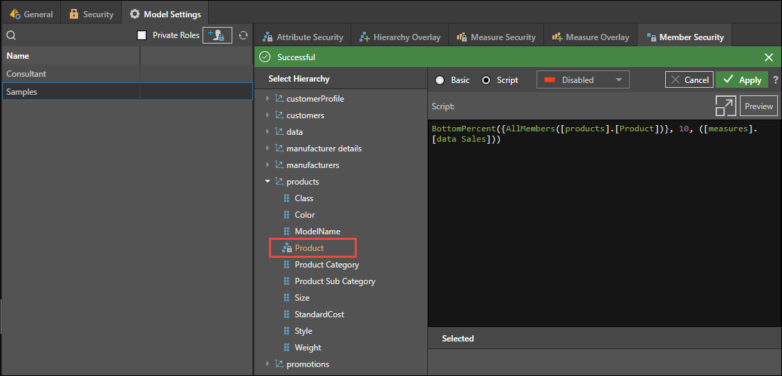Security PQL Script Editor
