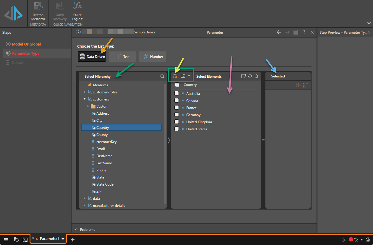 Dynamic List Parameters