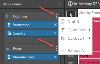 Column and Row Drop Zone