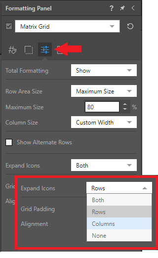 expand all rows icon