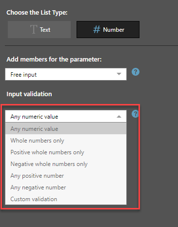 Free Form Parameters